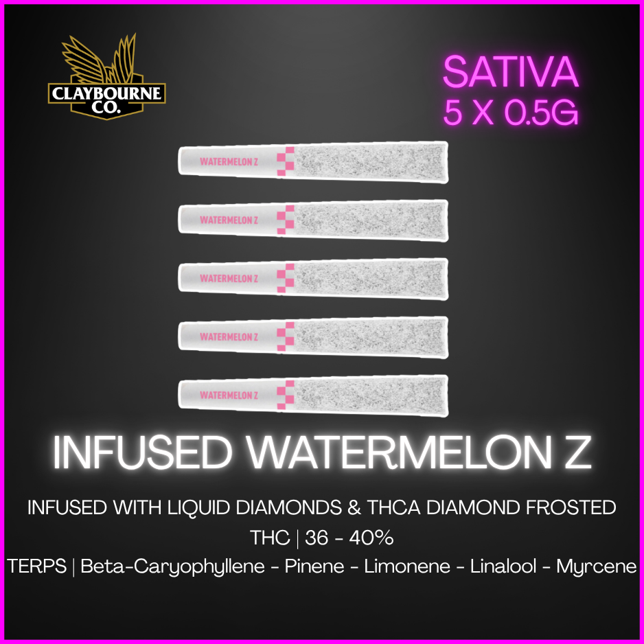 Claybourne - Frosted Flyers Infused Watermelon Z Pre-Rolls - 2.5G – Pineapple Victoria